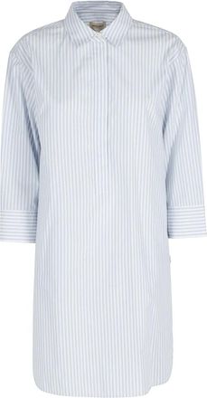 Woolrich Femme, Robes, Bleu, Taille: 38 FR Striped Poplin Serafino Dress