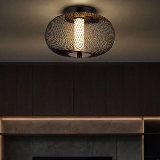 Nowa Nowa - Deckenleuchte Deckenlampe Wohnzimmerlampe Industrial Gitter schwarz led d 35 cm