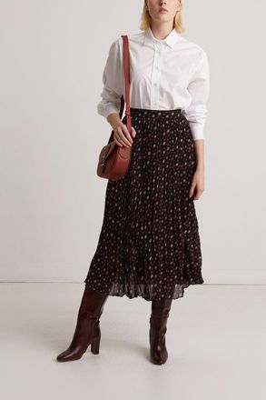 Gerard Darel Jupe midi pliss&eacute;e &agrave; petites fleurs - BALMA - Noir