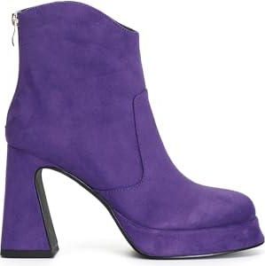 Caf&egrave;noir Bottines En Microfibre Pour Femmes Avec Fermeture &Eacute;clair, Pour Femme, Couleur Violet, Taille 35
