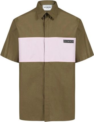 Iceberg Homme, Chemises, Vert, Taille: L Chemise &agrave; Manches Courtes Coupe Confort