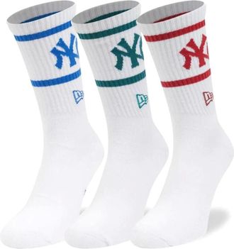 New Era unisex, Sous-v&ecirc;tements, Blanc, Taille: S MLB Crew Socks 3PK