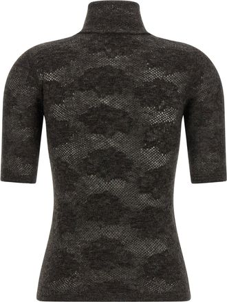 Brunello Cucinelli Openwork Turtleneck Sweater - Charcoal