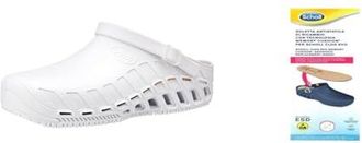 Scholl Clog Evo Blanc + Semelles Antistatiques avec Memory Cushion pour Clog Evo - Blanc/Marron