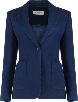 Max Mara Einreihiger Piqu&eacute;-Jersey-Blazer - - Jackets - Damen - Blau - M