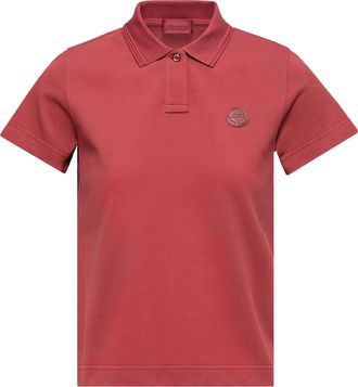 Moncler Moncler Logo Cotton Piquet Polo Shirt, Women, Red, Size: Xl