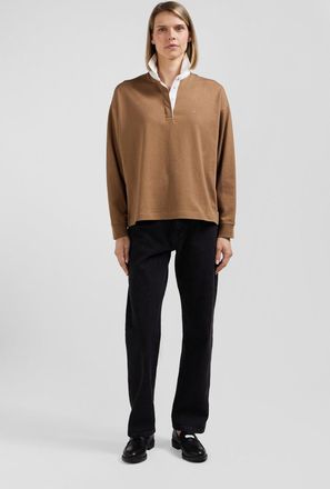 Eden Park Maillot Manches Longues En Coton Noisette Coupe Relaxed