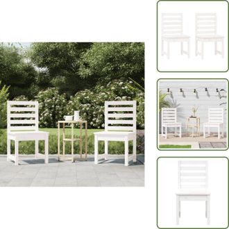 vidaXL Gartenst&uuml;hle 2 Stk. Wei&szlig; 50x48x91,5 cm Massivholz Kiefer - Gartenst&uuml;hle - Holzm&ouml;bel - Terrassentisch - Outdoor M&ouml;bel - Gartenm&ouml;belset