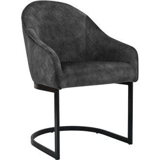 Clp Chaise de salle &agrave; manger Jarik velours Gris fonc&eacute;