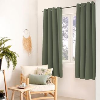 Enjoy Home ED Enjoy Home Thermovorhang, Blickdicht, grün/grau, 135 x 180 cm, Metallösen, Hitzeschutz, Anti-Frost, für Schlafzimmer und Wohnzimmer