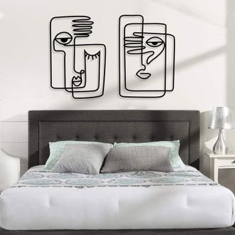 Generic Abstraktes schwarzes Metallgesicht als Wandkunst, minimalistische Wanddekoration aus Metall f&uuml;r das Wohnzimmer, Moderne Skulptur mit abstraktem Gesich