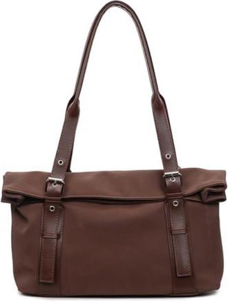 Generic Sac &agrave; bandouli&egrave;re polyvalent avec poign&eacute;e sur le dessus, couleur unie, pliable, pour femme, voyage, trajet quotidien, caf&eacute;, 15.75*11.42*4.33Zoll