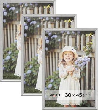 Woltu Lot de 3 Cadre Photo 30x45cm Cadre en Bois Massif avec Passe Partout, Suspendre Horizontalement ou Verticalement, D&eacute;coration Murale ou sur Table, Arge
