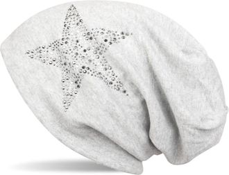 styleBREAKER M&uuml;tze Beanie M&uuml;tze mit Strass Nieten Stern