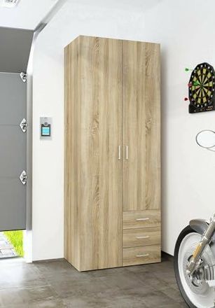 Dmora Garde-robe 2 portes Emilie, Meubles de chambre, Penderie de plain-pied, Placard? v?tements, 78x50 h200 cm, Ch?ne