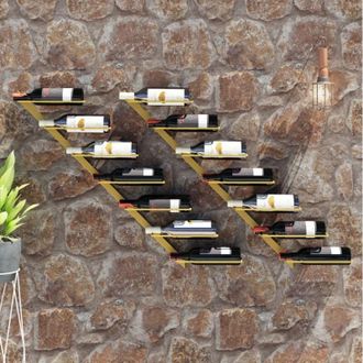 vidaXL Vidaxl - Wand-Weinregale f&uuml;r 7 Flaschen 2 Stk. Golden Metall