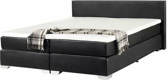 Beliani Boxspringbett Kunstleder Schwarz 180 x 200 cm Glamour