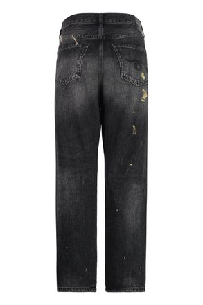 R13 Womens Straight-Leg Jeans Black Cotton