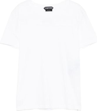 Tom Ford Femme, Tops, Blanc, Taille: 36 FR T-shirt en jersey de coton avec logo TF ton sur ton brod&eacute;