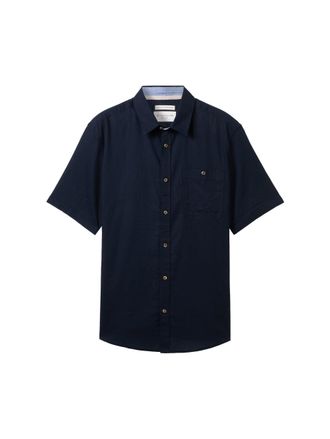 Tom Tailor Herren Regular Fit Leinen Hemd mit Brusttasche, 10668 - Sky Captain Blue, L