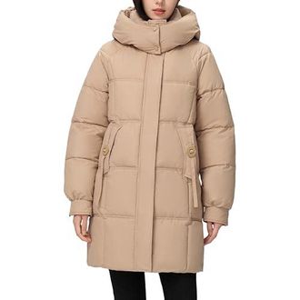 Generic Doudoune &agrave; capuche mi-longue pour femme - Manteau dhiver matelass&eacute; &eacute;pais et chaud - Imperm&eacute;able - Rembourr&eacute; - Avec poches, kaki, 3XL