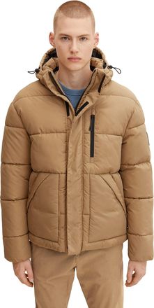 Tom Tailor Herren Puffer Jacke mit abnehmbarer Kapuze 1032434, 12912 - Splashed Clay Beige, XL