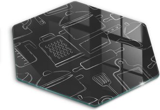 Generic Wallfluent Seite Geh&auml;rtetem Glas F&uuml;r k&uuml;che Robuste Hartglas 40cm Anti-Rutsch-Pads Schneidebrett Sechseckig mit Motiv - Cartoon-K&uuml;chenzubeh&ouml;r