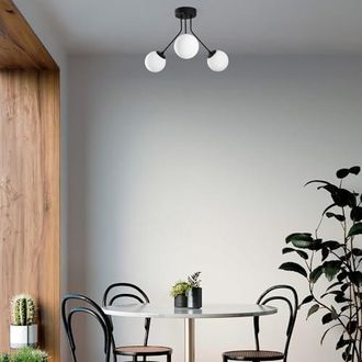 Opviq Elegant Black Chandelier, Metal Body, 56 cm Diameter, 40 cm Height | 3 x E14 Socket, Non-Adjustable | Perfect for Modern Living Spaces, IP20 Rated