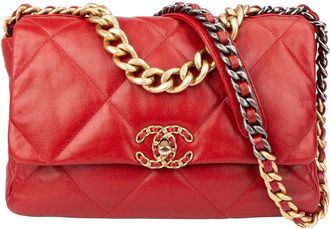 Chanel Crossbody Bags - Chanel 19 Quilted Lambskin Single Flap Crossbody B - Gr. unisize - in Rot - f&uuml;r Damen