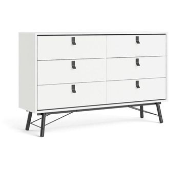 ebuy24 Rye Kommode breit 6 Schubladen mattweiss