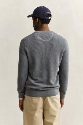 GANT Strickpullover MICRO TEXTURED COTTON C-NECK Regular fit mit Rundhalsausschnitt