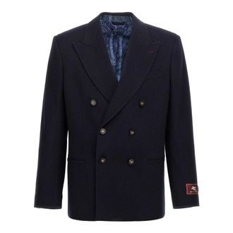Etro Kaschmirblazer mit doppelter Knopfleiste - - Jackets - Herren - Blau - 2XL