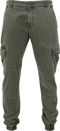 Urban Classics Herren und Jungen Cargohose Washed Cargo Twill Jogging Pants, Rangerhose mit aufgesetzten Seitentaschen, olive, Größe W30