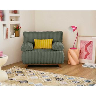 Best Mobilier Bestmobilier - Cristal - sessel - schlaffunktion und bettkasten - großer geripptem cord - grün