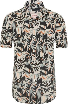 Portuguese Flannel Gemustertes Kurzarmhemd aus einem Leinen-Baumwolle-Mix, Regular in