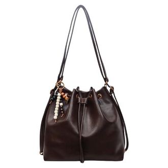 Generic Kexpery Sac bandouli&egrave;re femme en PU avec cordon de serrage Pendentif Sac seau pratique pour voyage, shopping usage quotidien