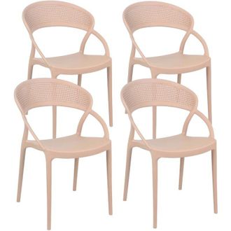 Oviala Lot de 4 chaises de terrasse roses
