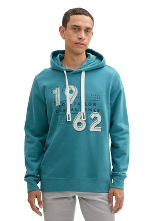 Tom Tailor Herren 1044746 Basic Hoodie mit Print, 31666-Tropical Teal, M