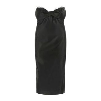 Saint Laurent Tr&auml;gerloses Satinkleid - - Dresses - Damen - Schwarzk - XS
