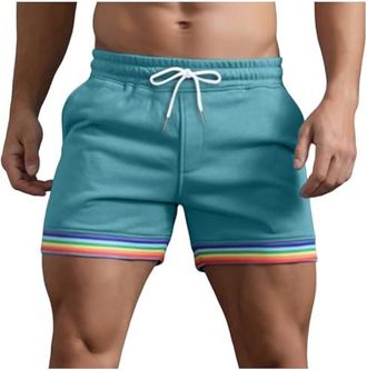 Generic Pride Short pour homme - Short dété en coton - Short gay 224 avec cordon de serrage - Taille élastique - Short de sport décontracté et ample - Pantalo