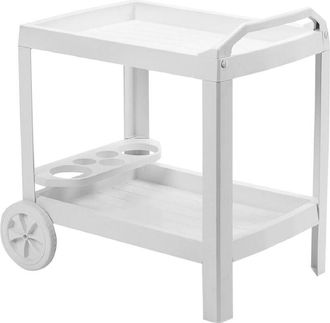 Progarden Chariot alimentaire en plastique blanc - Desserte de cuisine avec roues - R&eacute;sistant aux agents atmosph&eacute;riques et moisissures