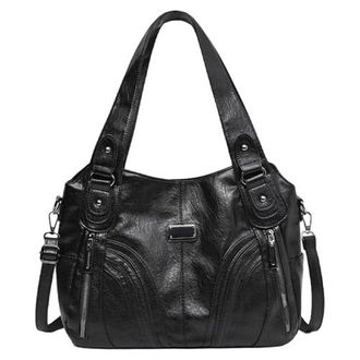 Generic Sac &agrave; bandouli&egrave;re en cuir synth&eacute;tique pour femme avec bandouli&egrave;re - Sac spacieux pour le quotidien - En polyur&eacute;thane textur&eacute; - Polyvalent - Pour le bu