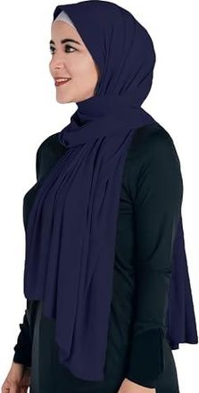 Lina & Lily Hijab Femme Musulmane, Foulard de Tête, Tissu en Jersey Modal Opaque, Maxi 180 X 80cm (Bleu Marine)