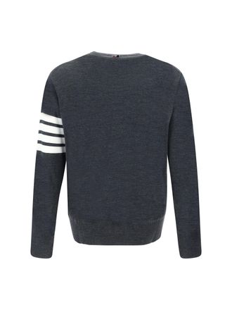 Thom Browne Mens Virgin Wool Sweater Dark Grey Fleece Ovis Aries