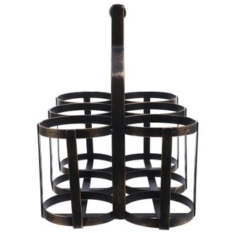 Artibetter Gadpiparty Weinkorb aus Schmiedeeisen mit Griff f&uuml;r 6 Flaschen Vintage Getr&auml;nketr&auml;ger im Amerikanischen Landhausstil f&uuml;r Picknick Bar und Pr&auml;sentation