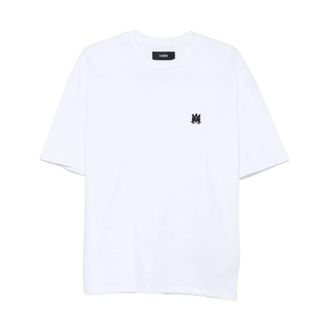 Amiri Wei&szlig;es Crewneck Besticktes Logo Baumwoll-T-Shirt - - Tops - Herren - Wei&szlig; - S