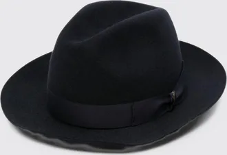 Borsalino Chapeau Panama en pure laine &agrave; bord moyen et bande contrastante