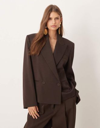 Mango Cris Capsule - Eleganter, kurzer Blazer aus Wollmix in Braun, Kombiteil-Brown