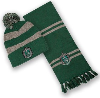 Bioworld Harry Potter Slytherin Winterset f&uuml;r Erwachsene, M&uuml;tze und Schal, gr&uuml;n, One size