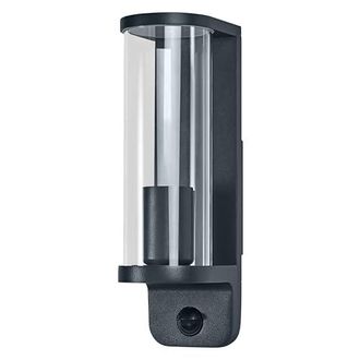 Osram Endura Classic LED Wandleuchte Tubular, E27 Fassung, PIR Sensor, IP44, Aluminium dunkelgrau, Glas